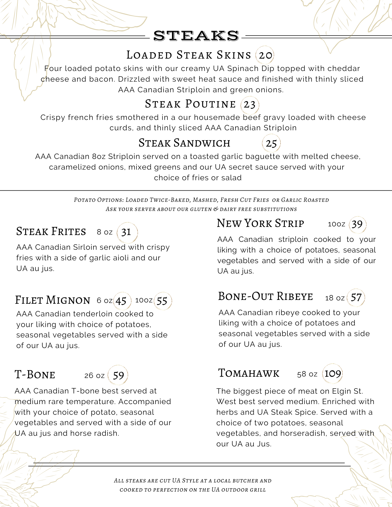 Saltage Steakhouse Our Updated Menu With The Induction Of, 45% OFF